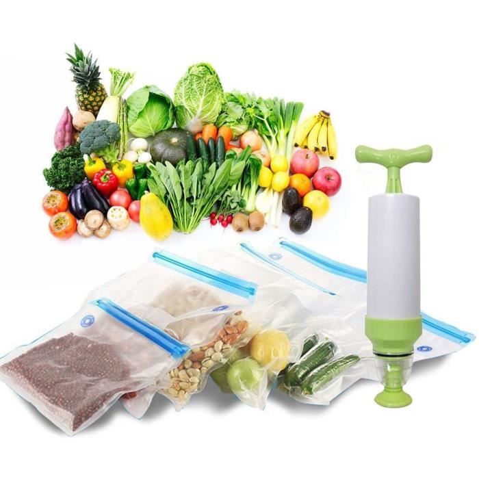 Kit de sac sous vide alimentaire avec pompe manuelle, sacs de rangement ...