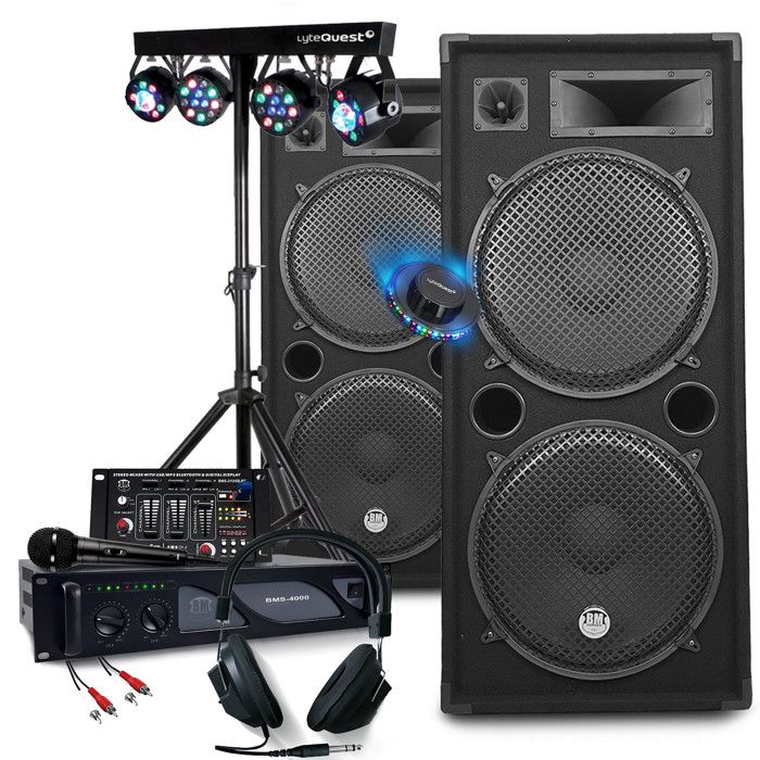 Pack SONO DJ COMPLET 3000W Amplification + Enceintes 2x2000W, Table ...