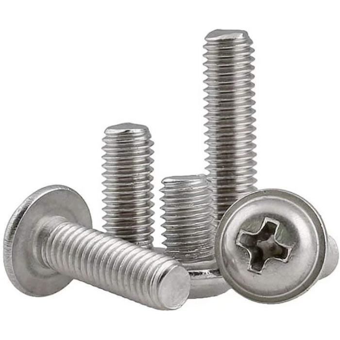 Vis Autotaraudeuse Avec Rondelle À Tête Plate Phillips - 304 Acier Inoxydable Vis Cruciformes ...