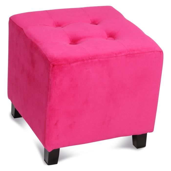Pouf capitonné velours fushia Amélie (H.35cm) - Cdiscount Maison