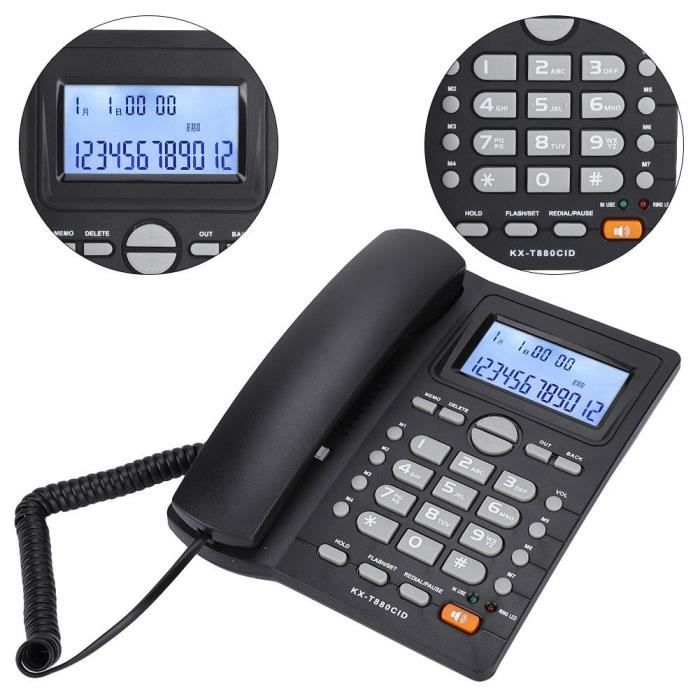 Garosa Téléphone filaire avec haut-parleur Téléphone Filaire à 2 Ports avec Affichage ...