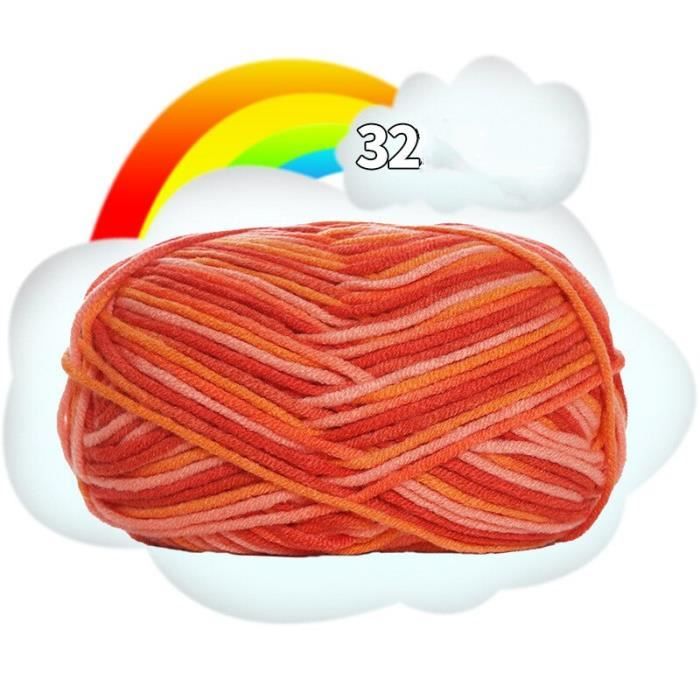 Fil de laine à tricoter - HAOPYOU - 50G - Coton doux - Coloré - Épais ...