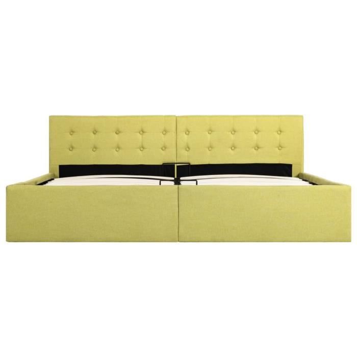 CEN Cadre de lit à stockage hydraulique 211x188x73cm Jaune lime Tissu ...