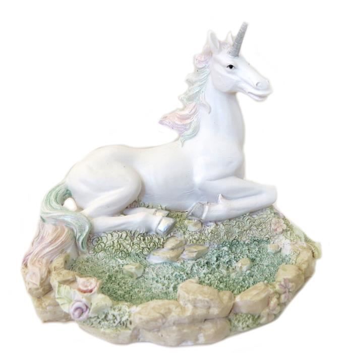 Figurine résine 'Licorne Mania' blanc multicolore - 14x10 cm [Q2092 ...