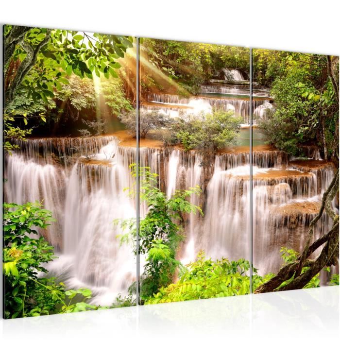 Runa art Tableau Décoration Murale Cascade 120x80 cm - 3 Panneaux Deco ...