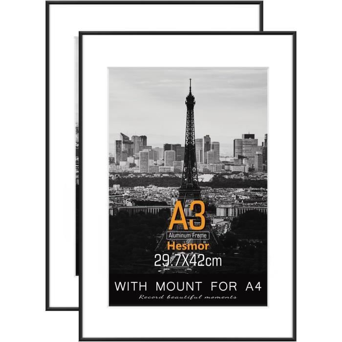 Lot De 2 Cadres Photo A3 En Aluminium Et Acrylique Noir - 30,5 X 41,9 ...