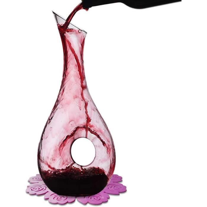 WOQO Carafe à vin rouge de 1,2 l - Avec bec verseur en silicone ...