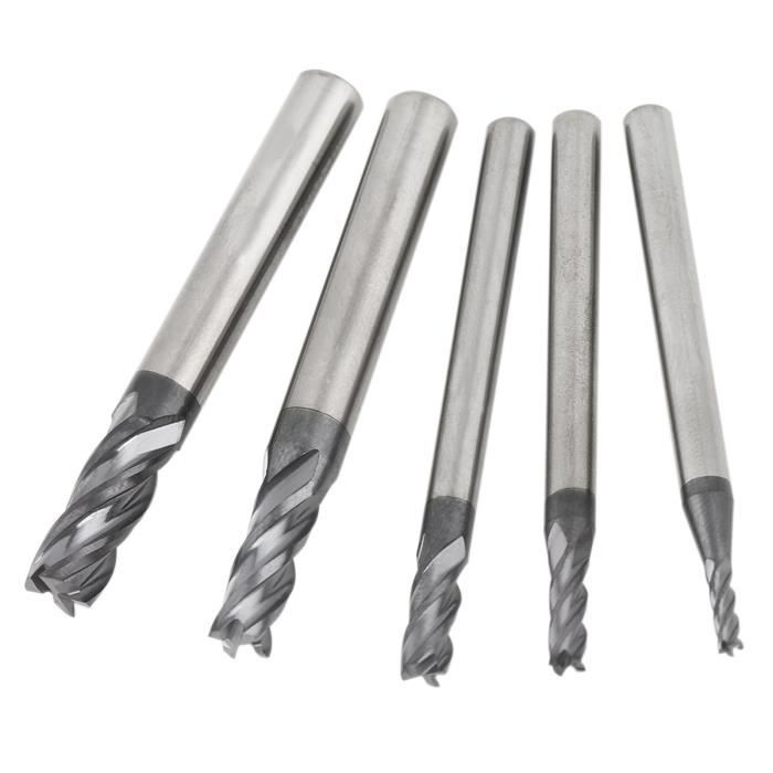 ZJCHAO Fraise en bout Mill Cutter, 5pcs Tungsten Carbide Thread 4-flute ...