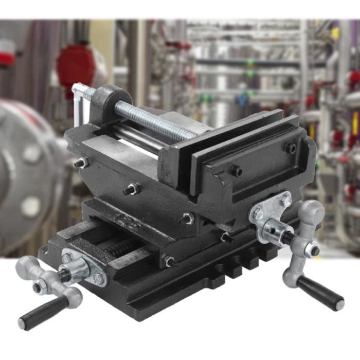 Etau coulissant croisé Fonte Noir avec clé à étau 130 x 160 mm LAM78 ...