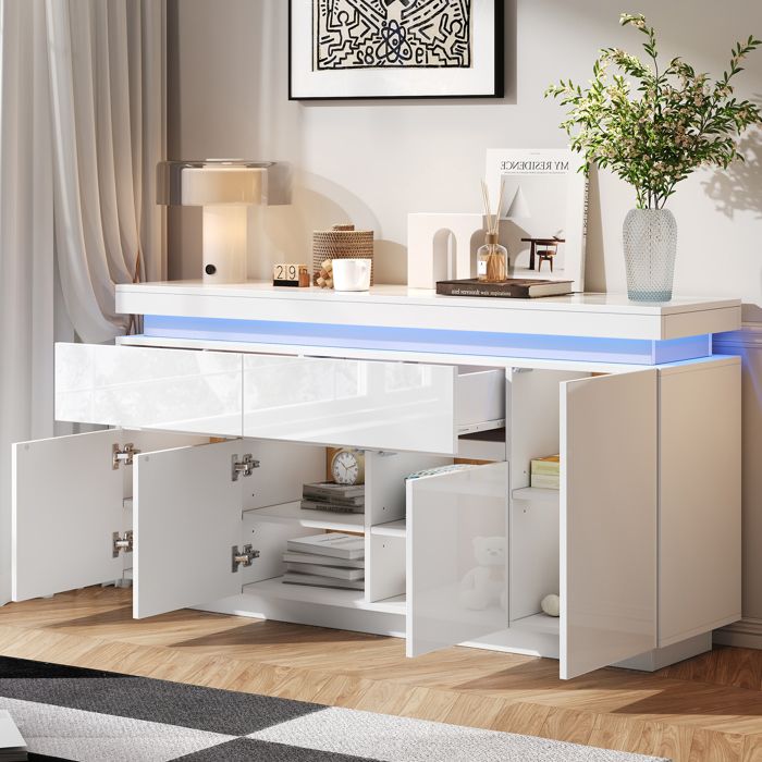 Buffet bahut - Becag - Buffet de salon moderne avec LED - Buffet bas ...