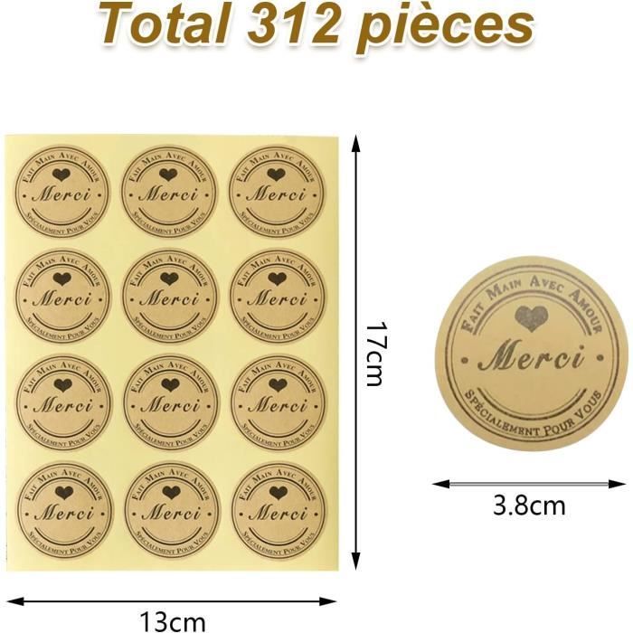 Merci Autocollant Etiquette Autocollante en Papier Kraft Autocollant D ...