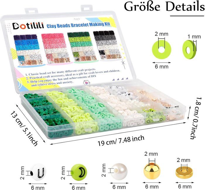 3164 Pièces Vert Perles Heishi, 6mm Perle Plate pour Bracelet Kit ...