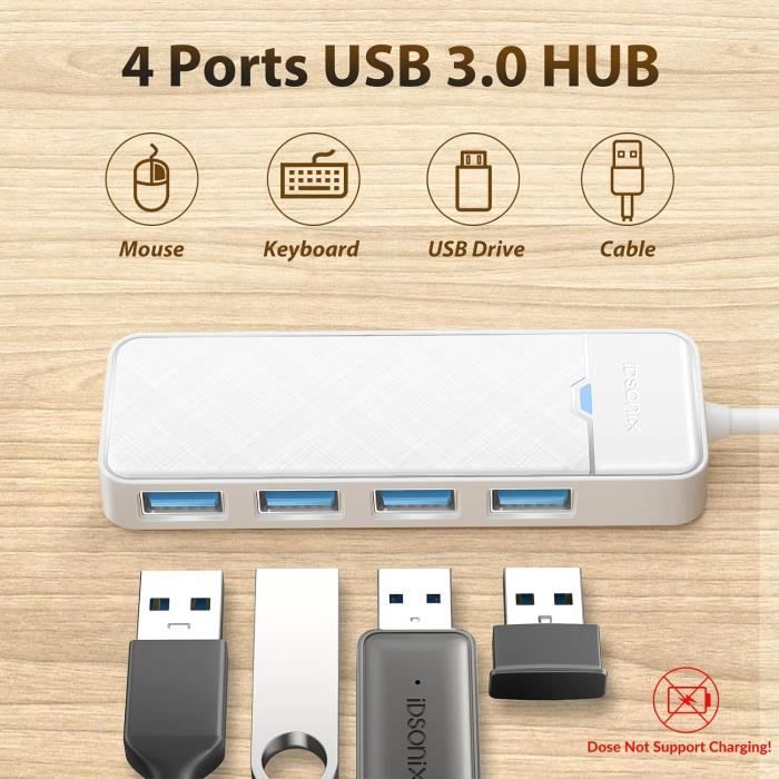 Hub Usb C, Idsonix Usb Hub 3.0 Avec 50Cm Long Cable, 4 Port Usb C Hub ... Hub Usb C, Idsonix Usb Hub 3.0 Avec 50Cm Long Cable, 4 Port Usb C Hub ...