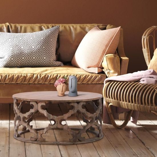 WOMO-DESIGN Table Basse Orientale Maastricht Ø75x35cm Ronde Marron Bois ...