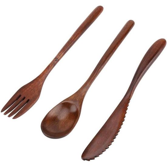 Couverts En Bois Reutilisable, Ensemble Cuillère Couteaux Et ...
