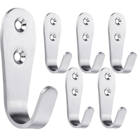 Crochet Porte Manteau Mural, 6 Pateres Muraux Metal Brossé Lourd Grande ...