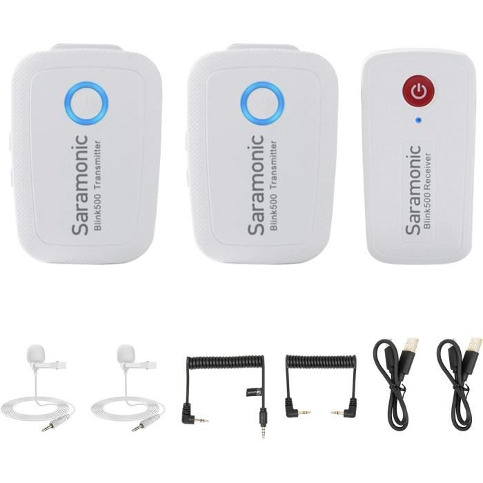 Système de microphone cravate sans fil 2,4 GHz 2 émetteurs avec 1 récepteur pour appareil photo ...