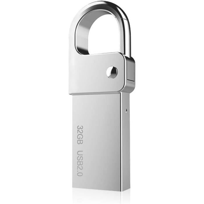 Cle USB 32 Go,Métal Clé USB Fat32 Mini Clef USB 2.0 avec Porte Clé ...