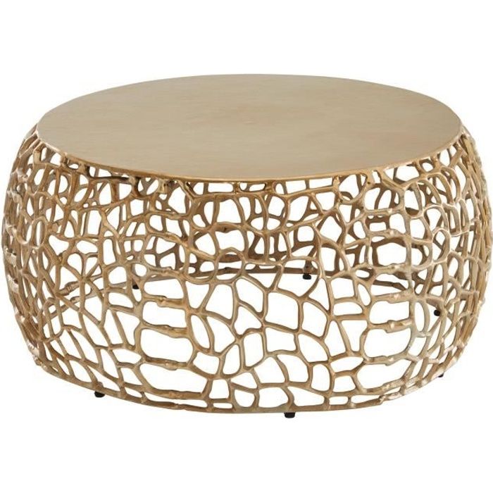 Table Basse Ronde Métal FINEBUY - Design Moderne - d'or - Cdiscount Maison