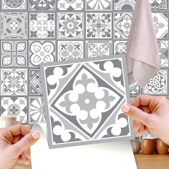 Credence Adhesive pour Cuisine Carrelage Adhesif Mural Salle de Bain ...