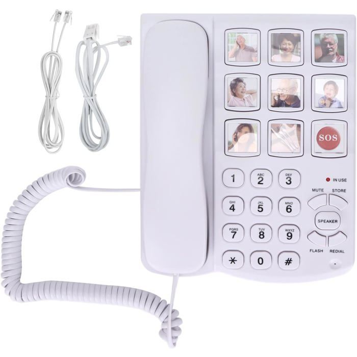 Téléphone fixe à gros boutons - SUTEO - Numérotation abrégée - Mémoire ...