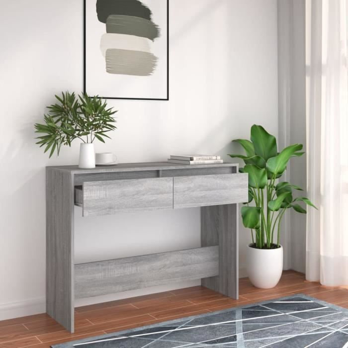 AKOZON Table console Sonoma gris 100x35x76,5 cm Aggloméré ...