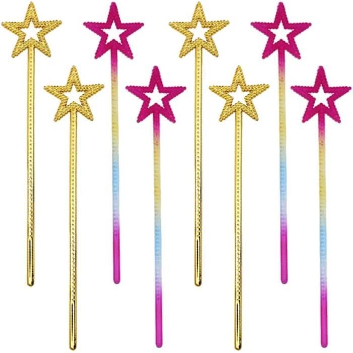 Baguettes Magiques de Fée des Étoiles Bâtons de Fée Dorée Irisée ...