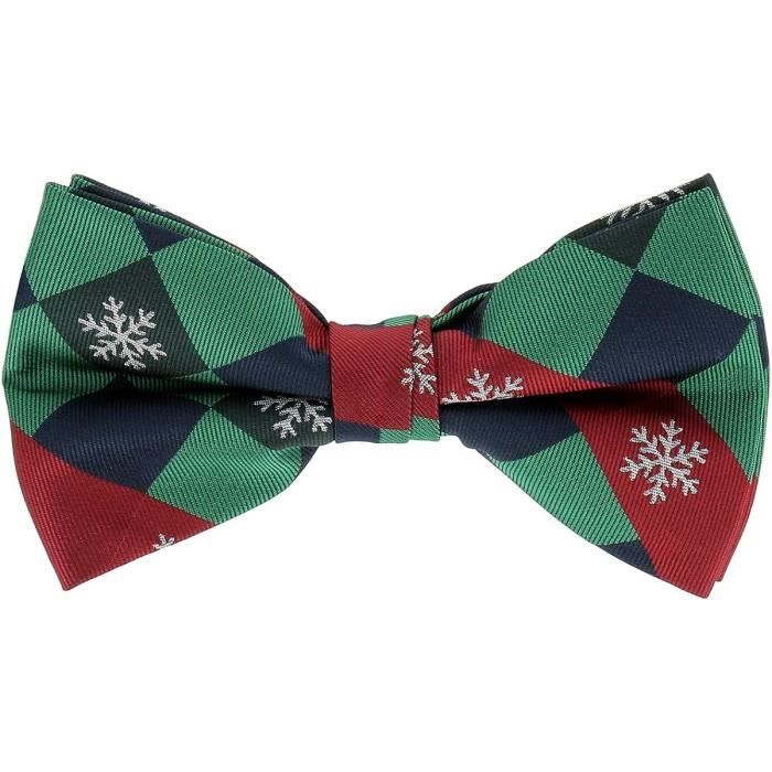 Noeud Papillon Noel Jacquard Noeud Papillon Flocon De Neige Rouge Vert ...