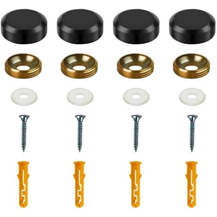 Cache Vis, 4 Pièces Cache Vis Noir, Fixation Miroir, Cache Vis 22 Mm ...