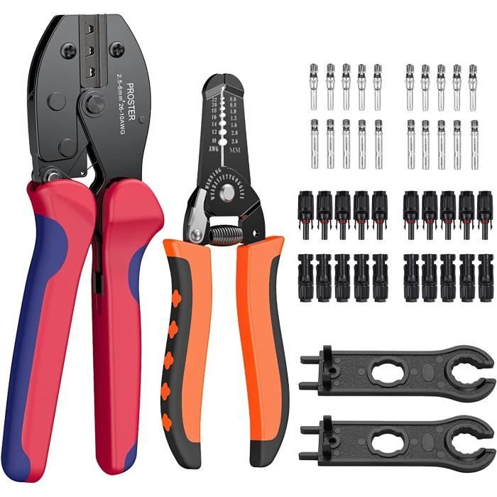 Outils de Sertissage Solaires pour Câble PV de Panneau Solaire 2.5-4.0-6.0mm²+20pcs Mâle ...