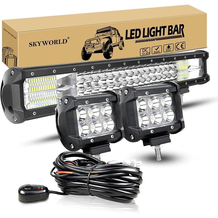 Triple Rangée 20" 288W Barre Rampe Led Phare De Travail Led Flood Spot ...