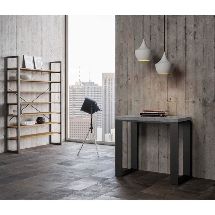 Itamoby Tecno Libra Console Extensible, Panneaux de nobilitato, Ciment-Anthracite, 9 x 45 x 8 ...