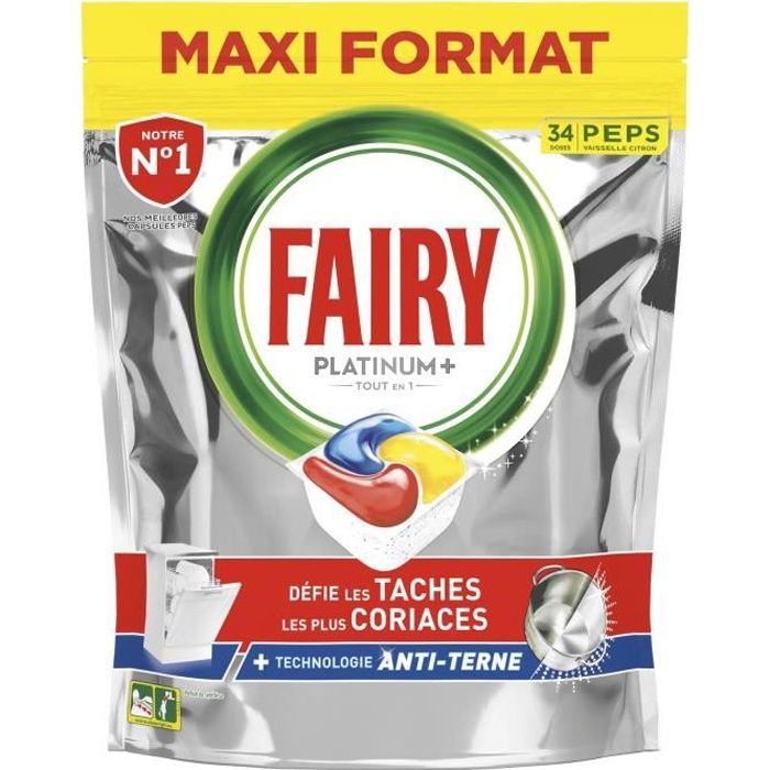 FAIRY Platinum+ Citron PEPS - Tablette lave-vaisselle Tout en 1 ...