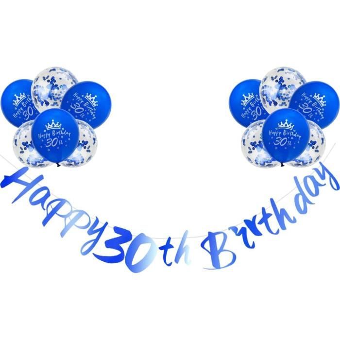 Décorations Bleues Pour 30E Anniversaire Pour Homme - Bannière « Happy ...