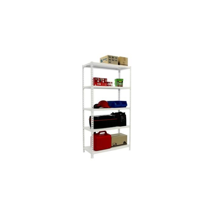Étagère métallique - SIMONCLICK - MEGAPLUS - 5 niveaux - 2000 x 1200 x 400 mm - Blanc ...