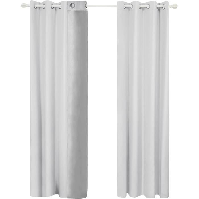 Deconovo Lot de 2 Rideaux Salon Rideaux Occultants Gris Clair Double ...