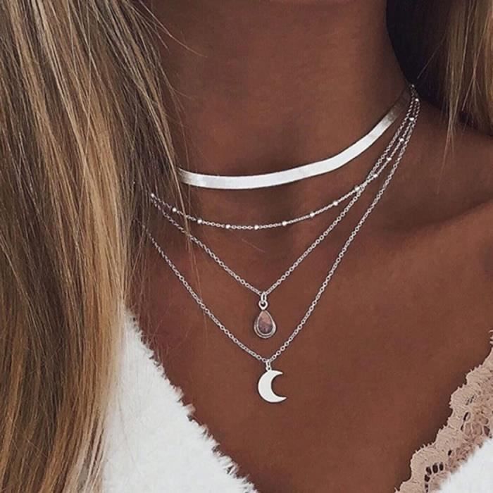 Ushiny Collier bohème à plusieurs couches avec pendentif en forme de ...