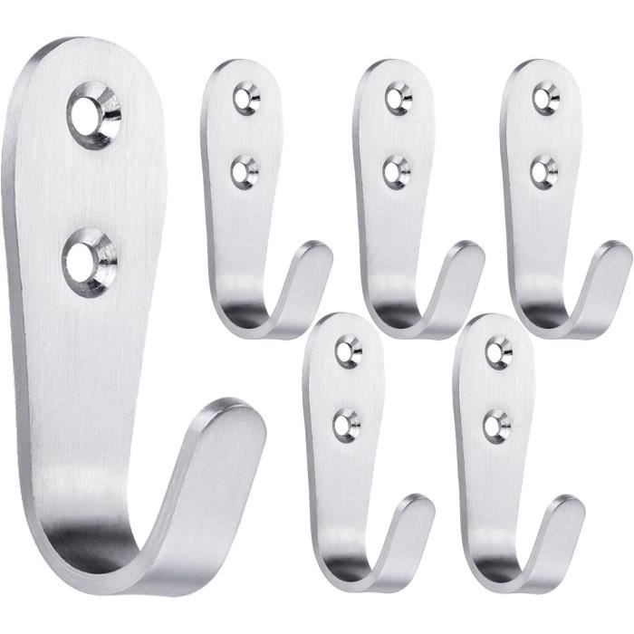 Crochet Porte Manteau Mural, 6 Pateres Muraux Metal Brossé Lourd Grande ...