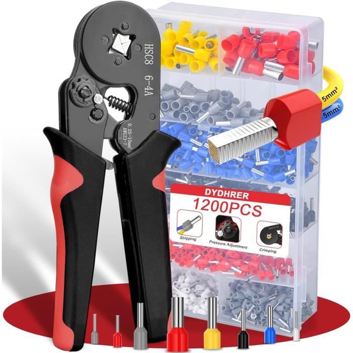 Pince À Sertir,1200 Cosses Electriques A Sertir 0.25-10Mm²,Pince A Sertir,Pince A Sertir Cosse ...