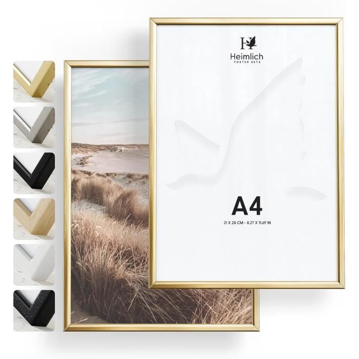 ® 2X Cadre Photo A4 Doré | Cadre À Documents 20 X 29,7 Cm | Verre Acrylique Incassable ...