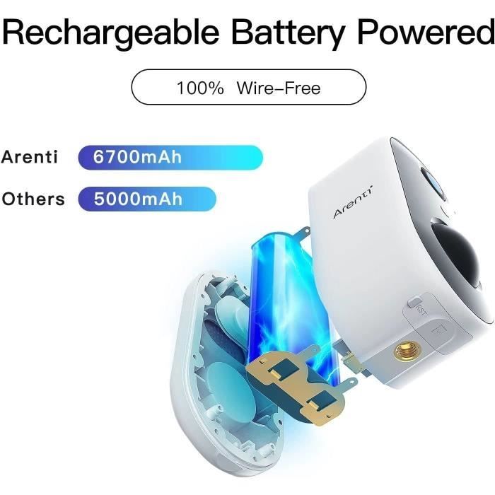 Go1 Caméra De Sécurité Extérieure Sans Fil, Rechargeable Battery 1080P ...