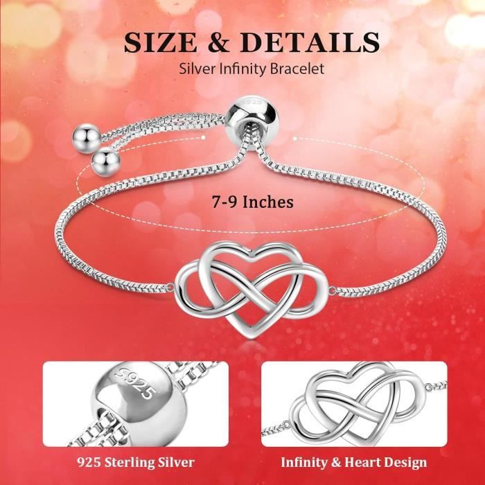 J. Fée Cadeau Femme, Bracelet Infini Femme Bracelet Femme Argent 925 ...