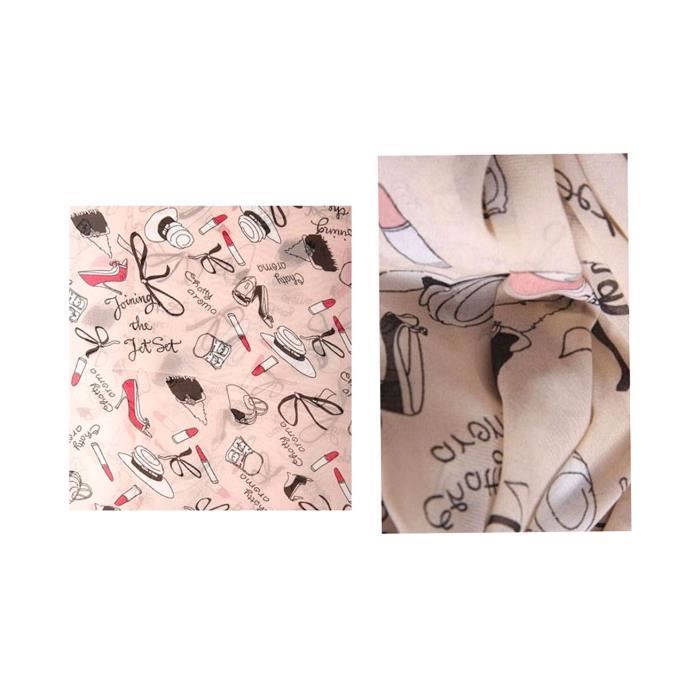 Go4U Femme Foulard Mousseline de Soie Imprimé Chapeau&Chaussures ...
