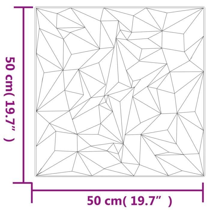 KEENSO Panneaux muraux 12 pcs noir 50x50 cm EPS 3 m² améthyste 111607 ...