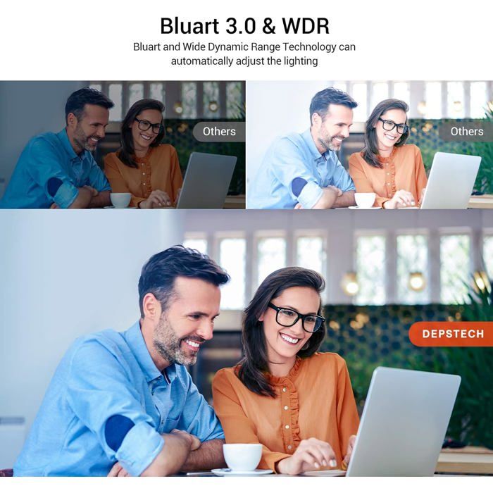 DEPSTECH Webcam 4K, DW49 Autofocus Caméra Web HD avec 1/3'' Sensor, Double Micro Antibruit ...