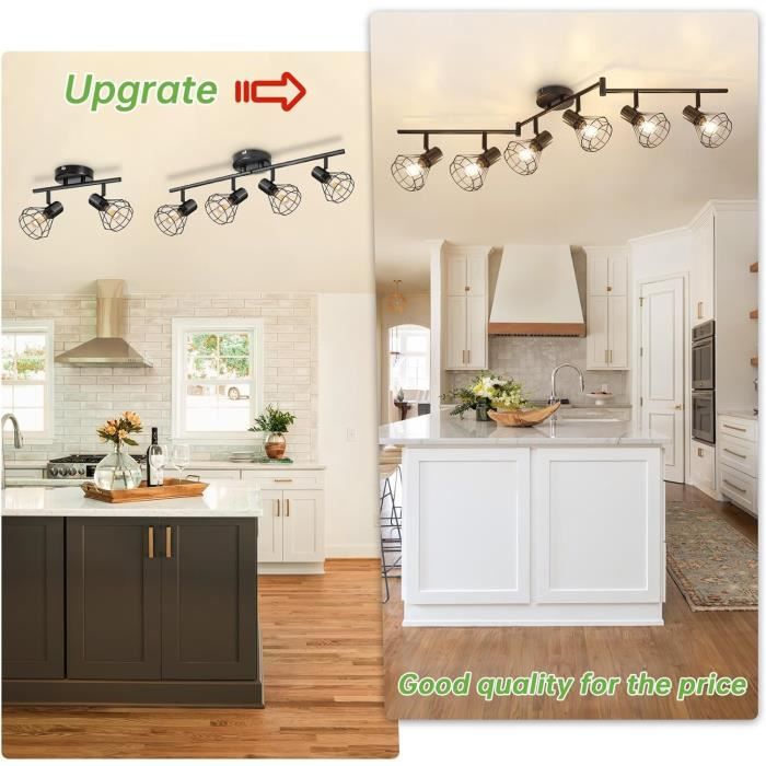 Plafonnier LED 6 Spots Orientables - Plafonnier Cuisine Luminaire ...