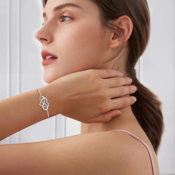 J. Fée Cadeau Femme, Bracelet Infini Femme Bracelet Femme Argent 925 ...