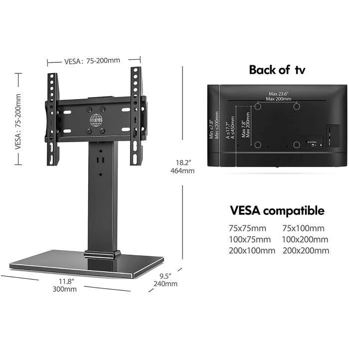 FITUEYES Support TV sur Pied Pivotant sur Table pour Téléviseur LCD de 19 à 42 Pouce Ecran LED ...