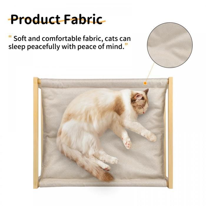 KEDIA Lit pour animaux Hamac pour chat sur pied, Lit en bois amovible ...