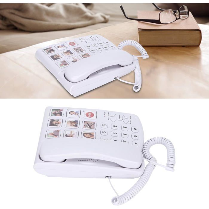 Téléphone fixe à gros boutons - SUTEO - Numérotation abrégée - Mémoire ...